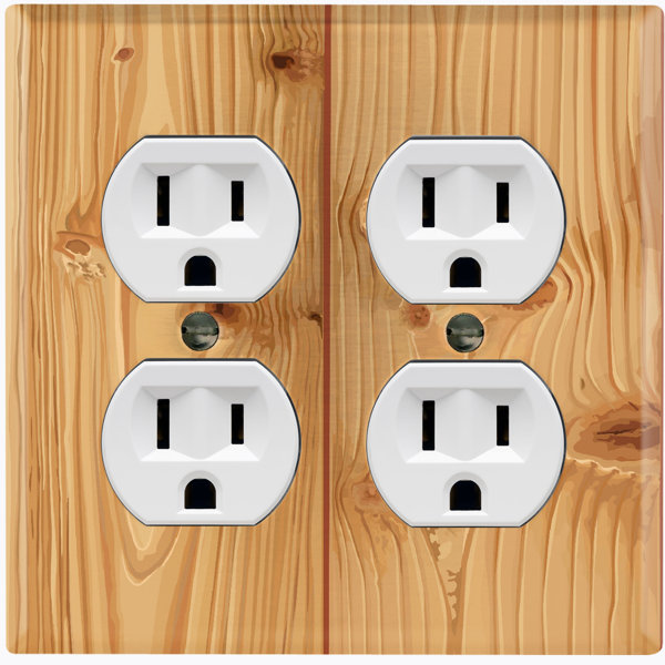 WorldAcc Biege Wood Print Nature Themed 2 - Gang Duplex Outlet Standard ...