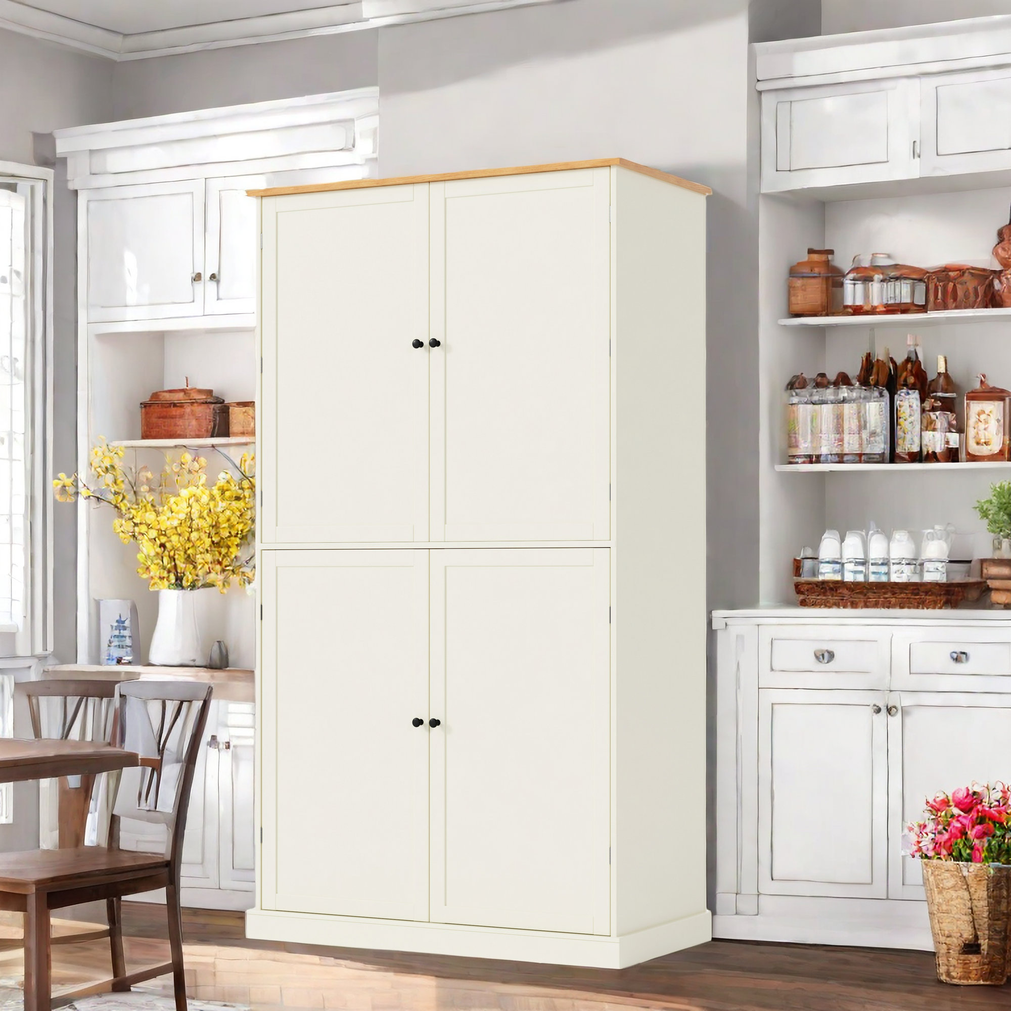 Red Barrel Studio® Pantry With 2 Drawers, 2 Adjustable Shelves And 8 ...