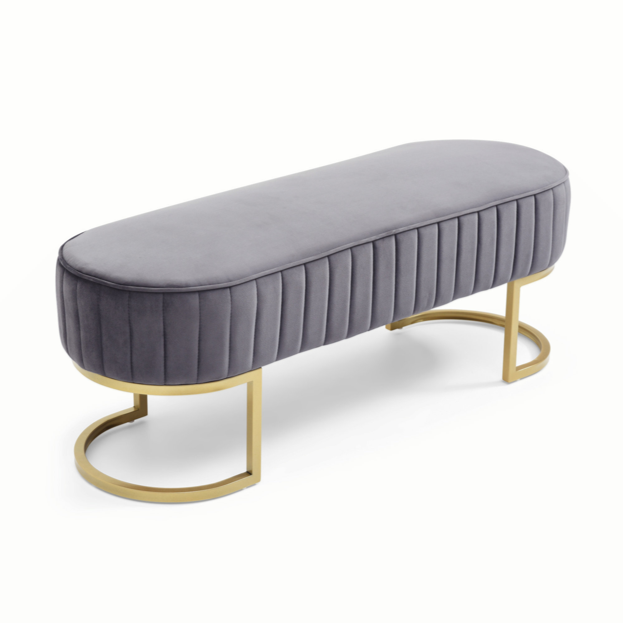 Mercer41 Bench Bedroom Bench ,Velvet Oval Upholstered End Of Bed Bench ...