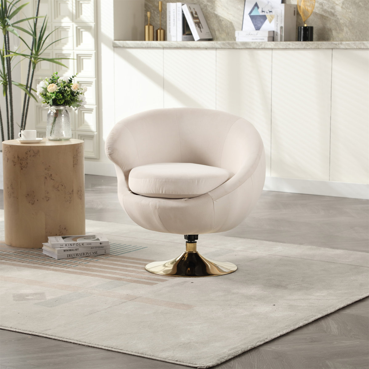 Mercer41 Ahsiah Fabric Upholstered Cuddle Swivel Accent Chair | Wayfair