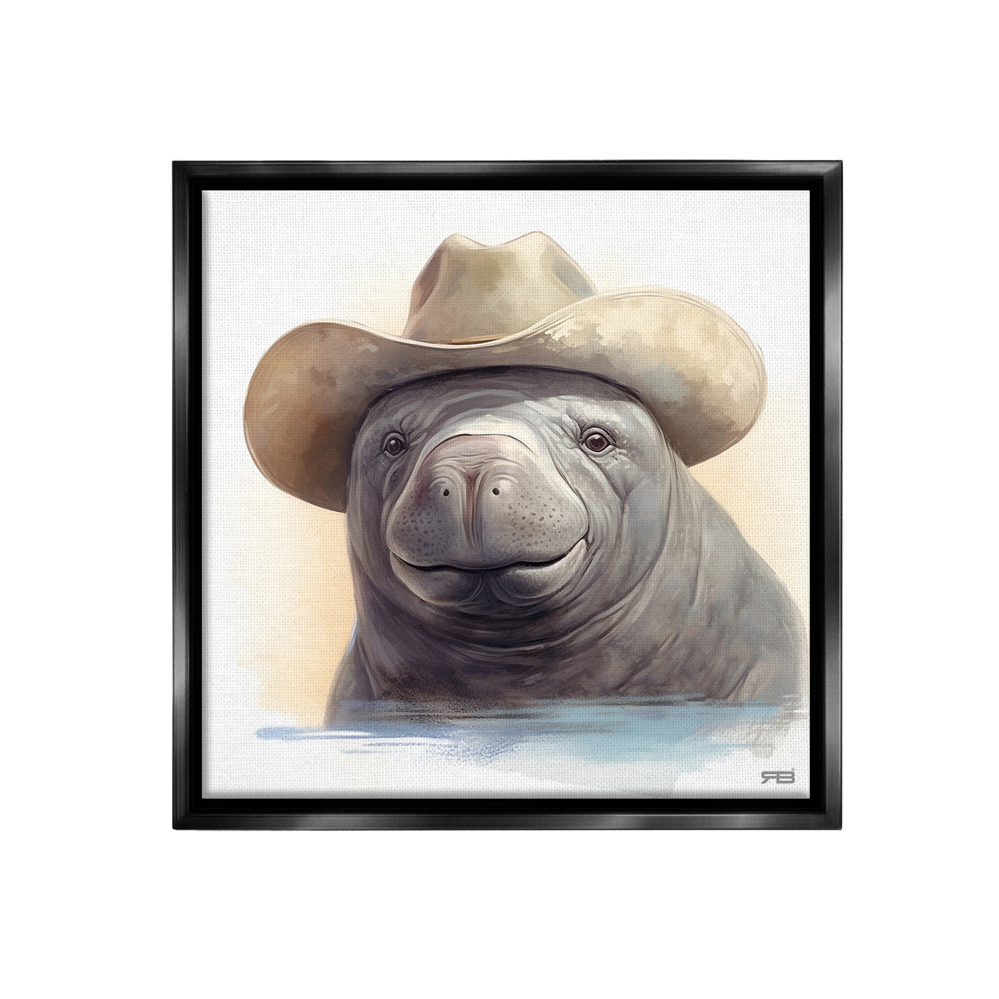 Trinx " Manatee With Southern Hat " by RB on Canvas | Wayfair