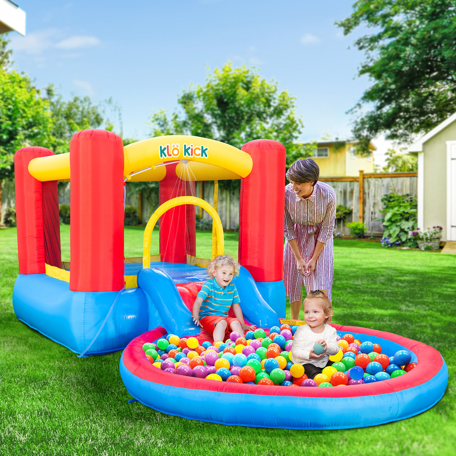 Klo Kick Bounce House with Water Slide And Air Blower & Reviews | Wayfair