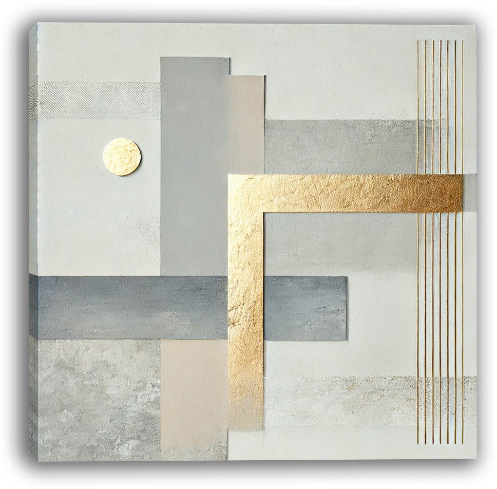 George Oliver Abstract Gold Geometry Canvas Print Wall Art | Wayfair