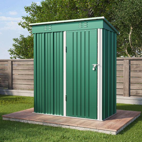 Asofer 5 ft. W x 3 ft. D Metal Vertical Storage Shed & Reviews | Wayfair