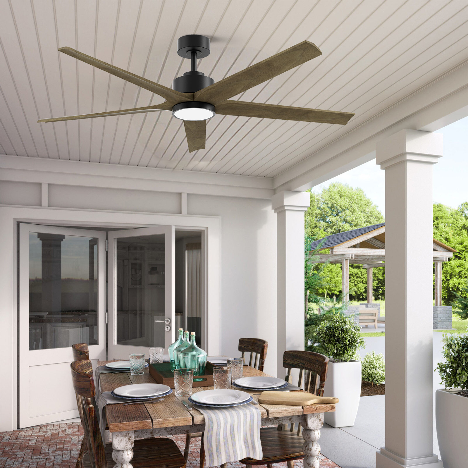 Latitude Run® 60/72 Inch Ceiling Fan With Lights, Modern Solid Wood ...