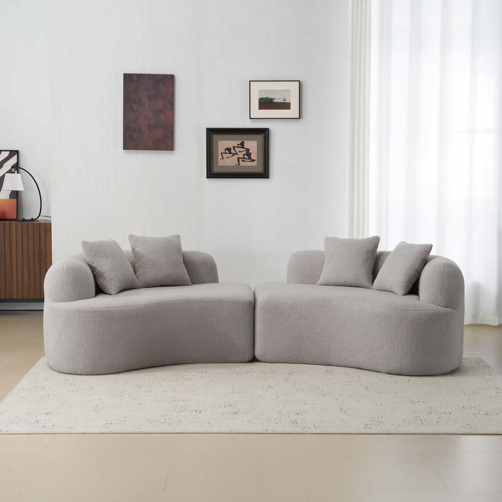 Everly Quinn Teddy Velvet Fabric Curved Compression Sectional Sofa ...