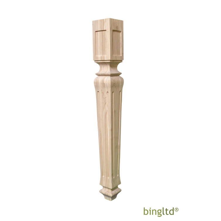 BingLTD - 30" Tall Unfinished Rubberwood Dining Table Leg with Grooves ...