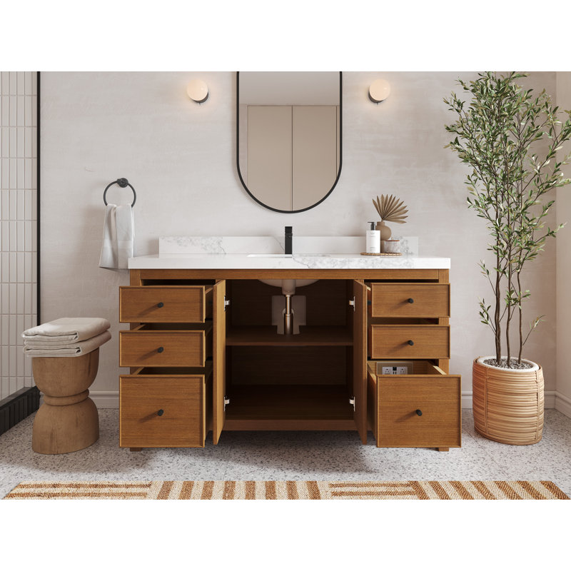 Willow Collections Chicago Teak 60 Single Bathroom Vanity with Top ...