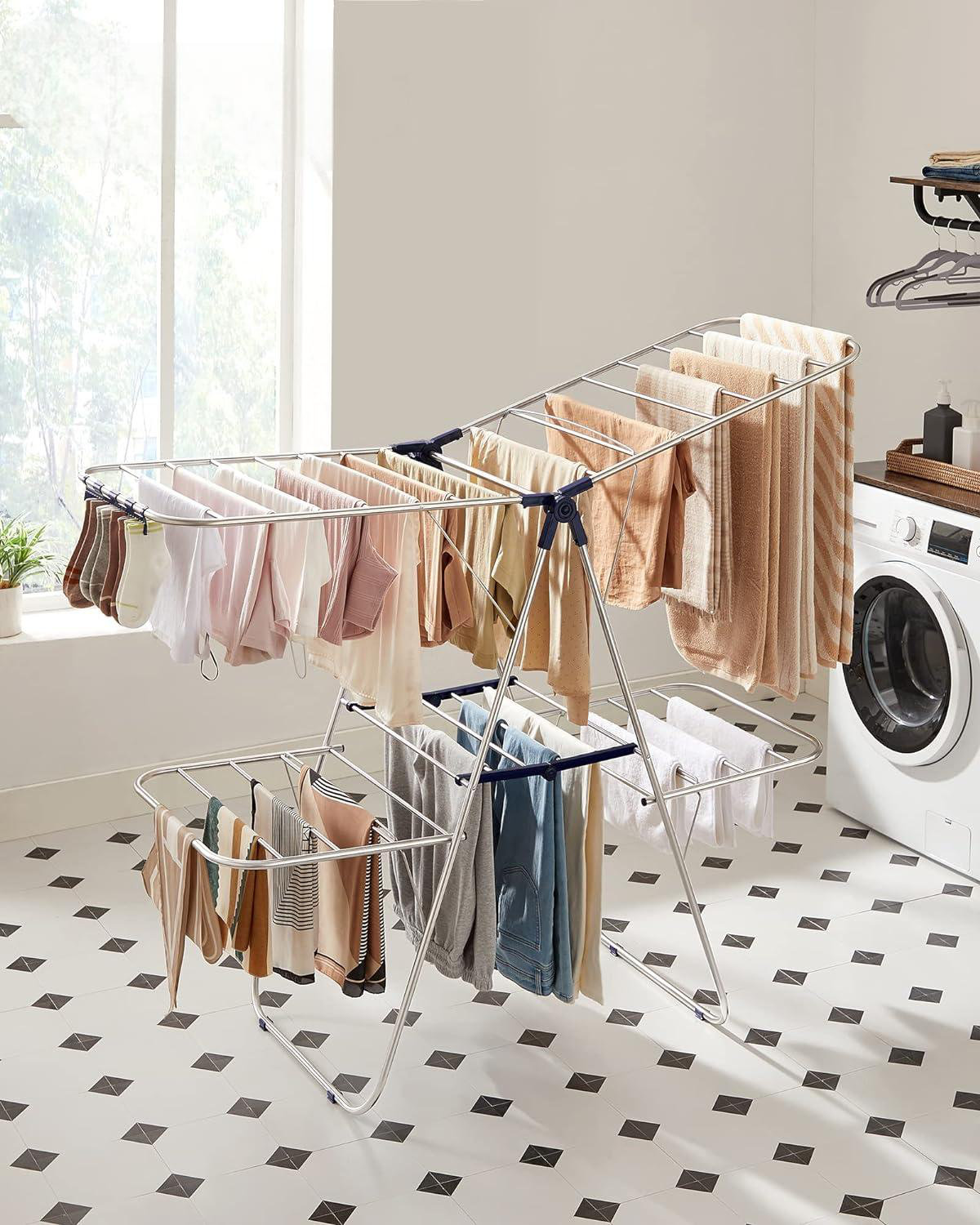 MCKINNON HOME FURNISHINGS, INC. Clothes Drying Rack, Foldable 2-Level ...