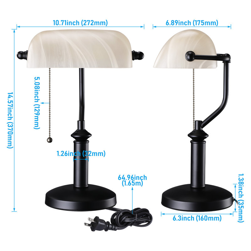 Canora Grey Fallon Vintage Bankers Lamp with Pull Chain Switch ...