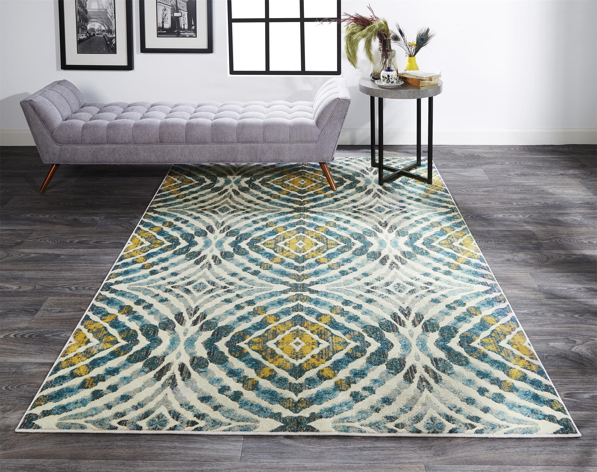 Dakota Fields Aadil Geometric Teal Area Rug & Reviews | Wayfair