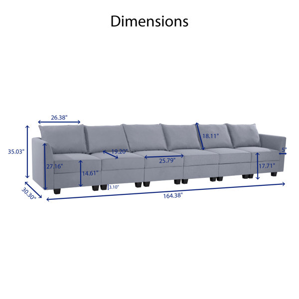 Ebern Designs Nacoma 6 Piece Modular Sectional Convertible Sectional ...