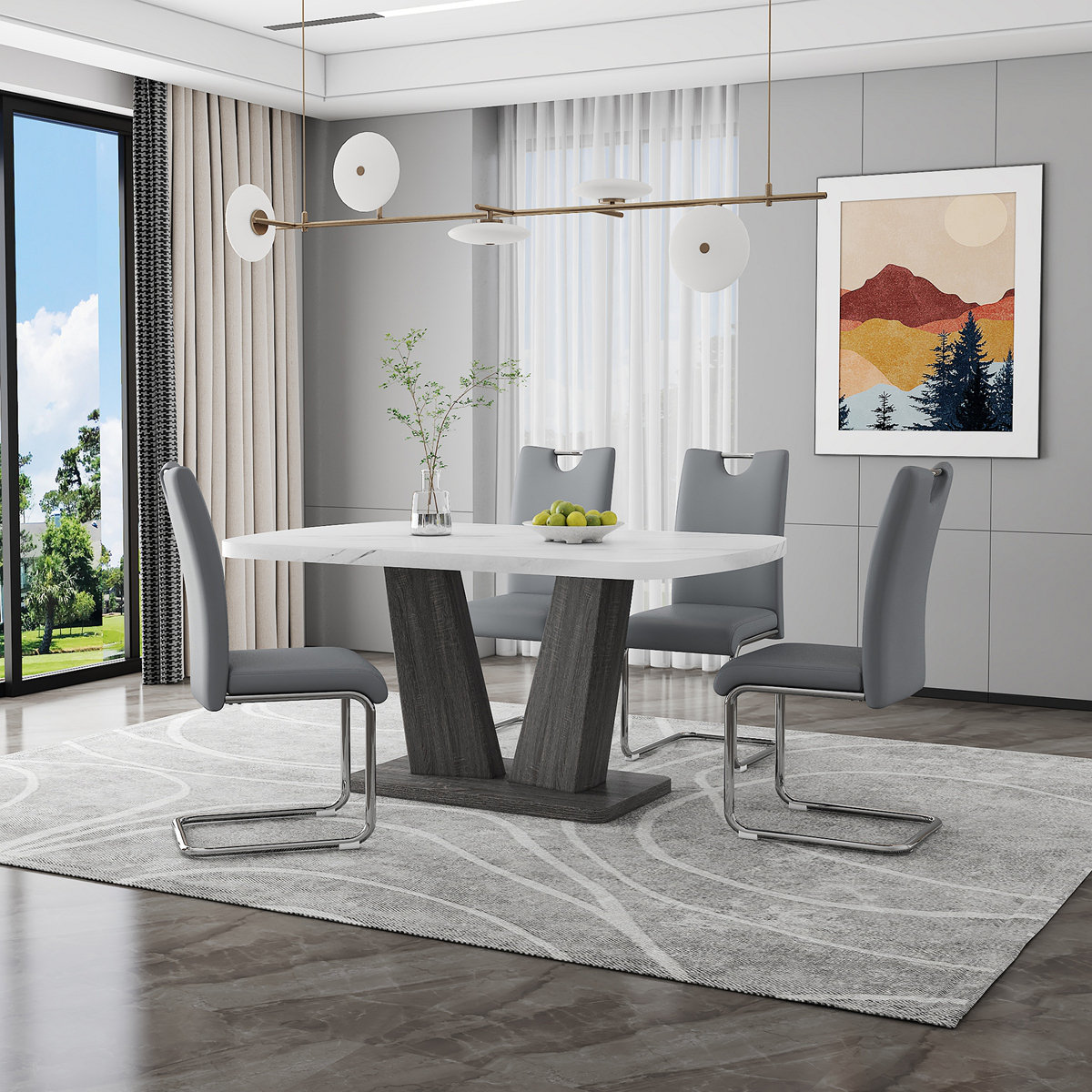 Orren Ellis Dining Table Set, Dining Table Set, Faux Wood Table Top And ...