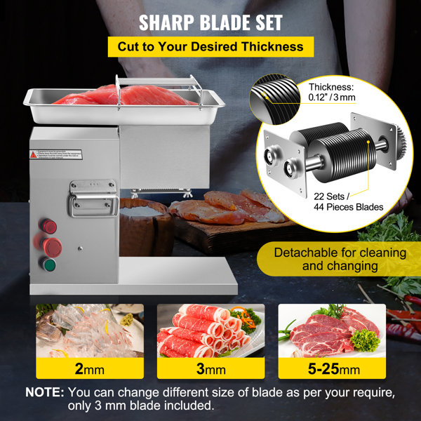 VEVOR Commercial Meat Cutter Machine 1100 LB/H 3mm Stainless Steel ...