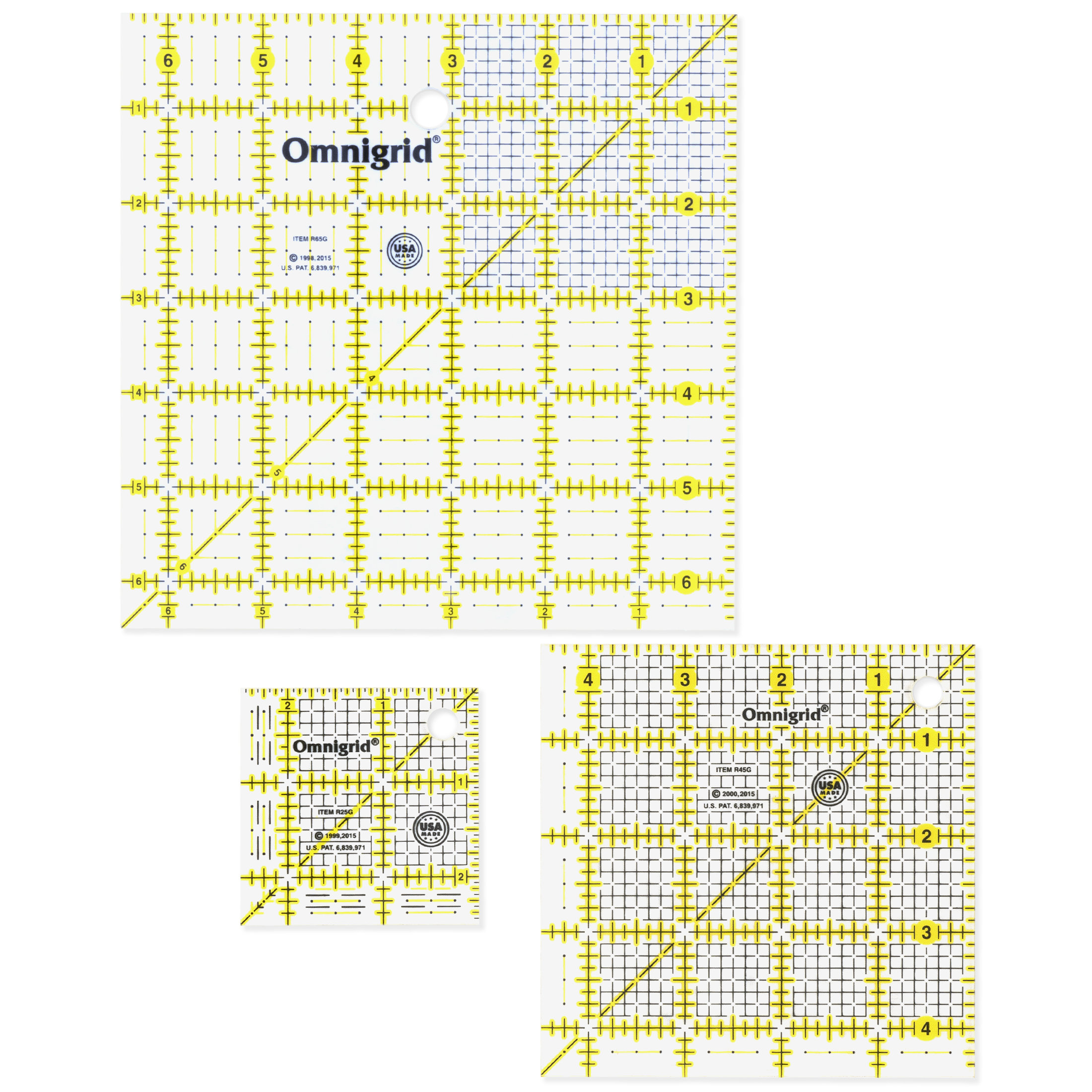 Omnigrid Square Quilting Ruler Value Pack (2-1/2", 4-1/2", 6-1/2 ...