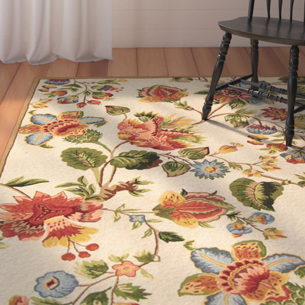 Lark Manor Hollander Floral Handmade Looped Wool Area Rug & Reviews ...