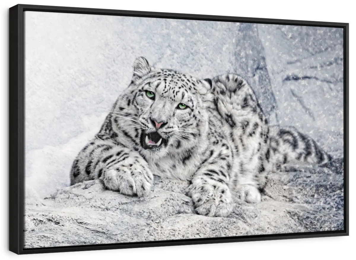 Elephant Stock Snow Leopard In Blizzard Canvas Print | Wayfair