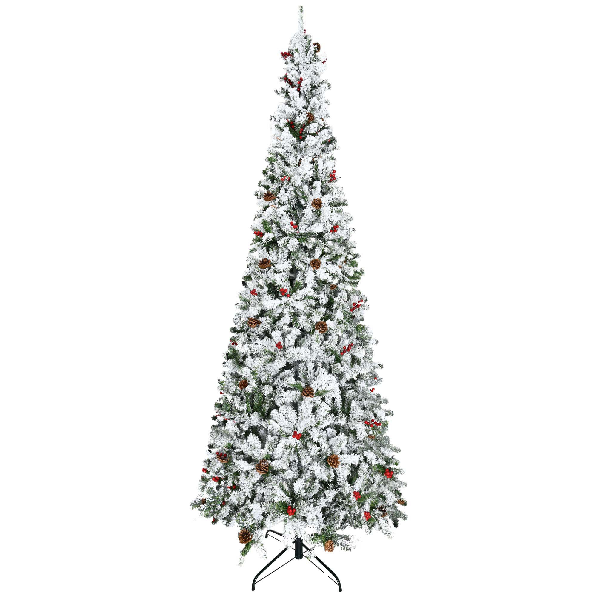 The Holiday Aisle® 9Ft Pencil Snow Flocked Artificial Auto Open ...