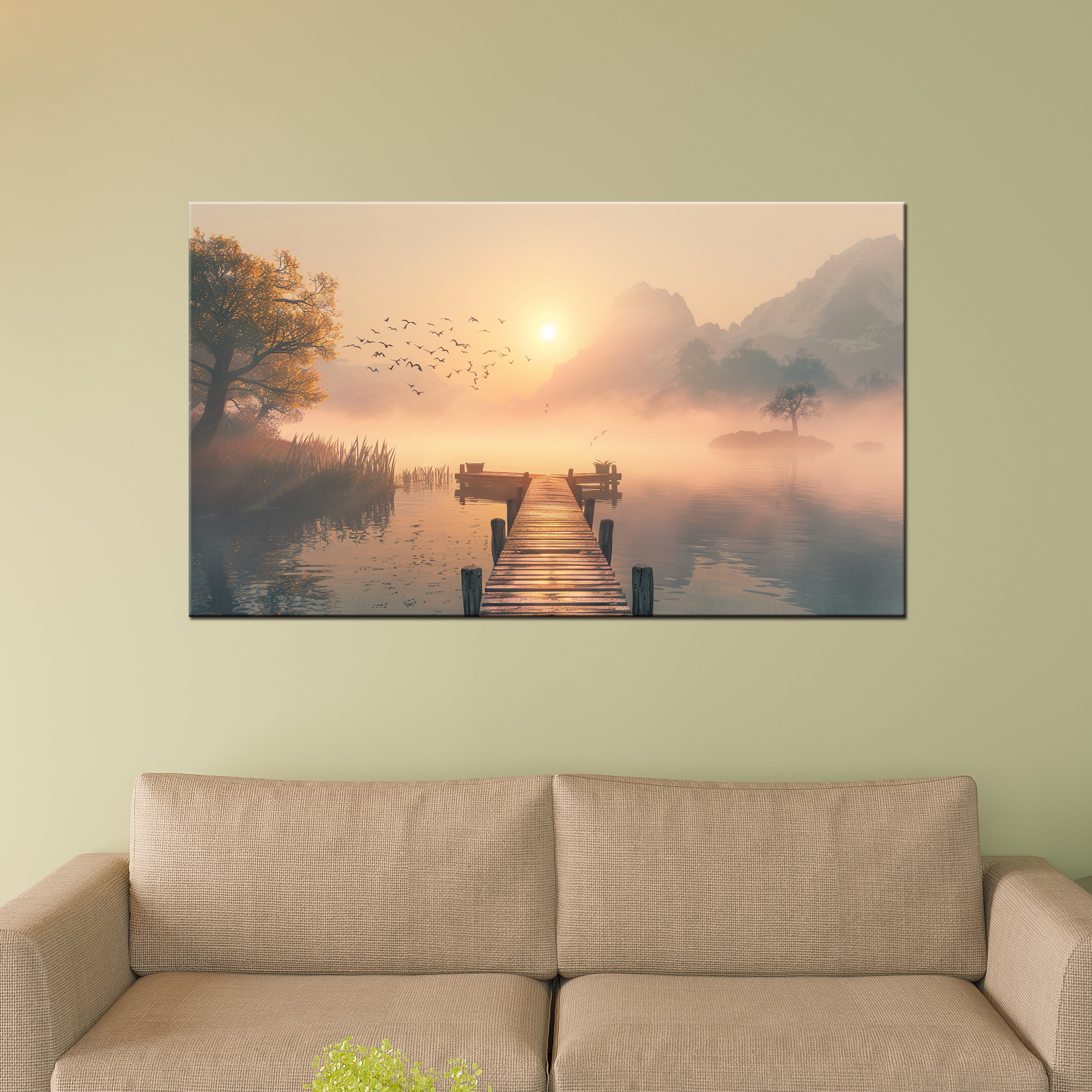 Millwood Pines Morning Mist on the Lake: Fog, Wooden Pier, and Distant ...