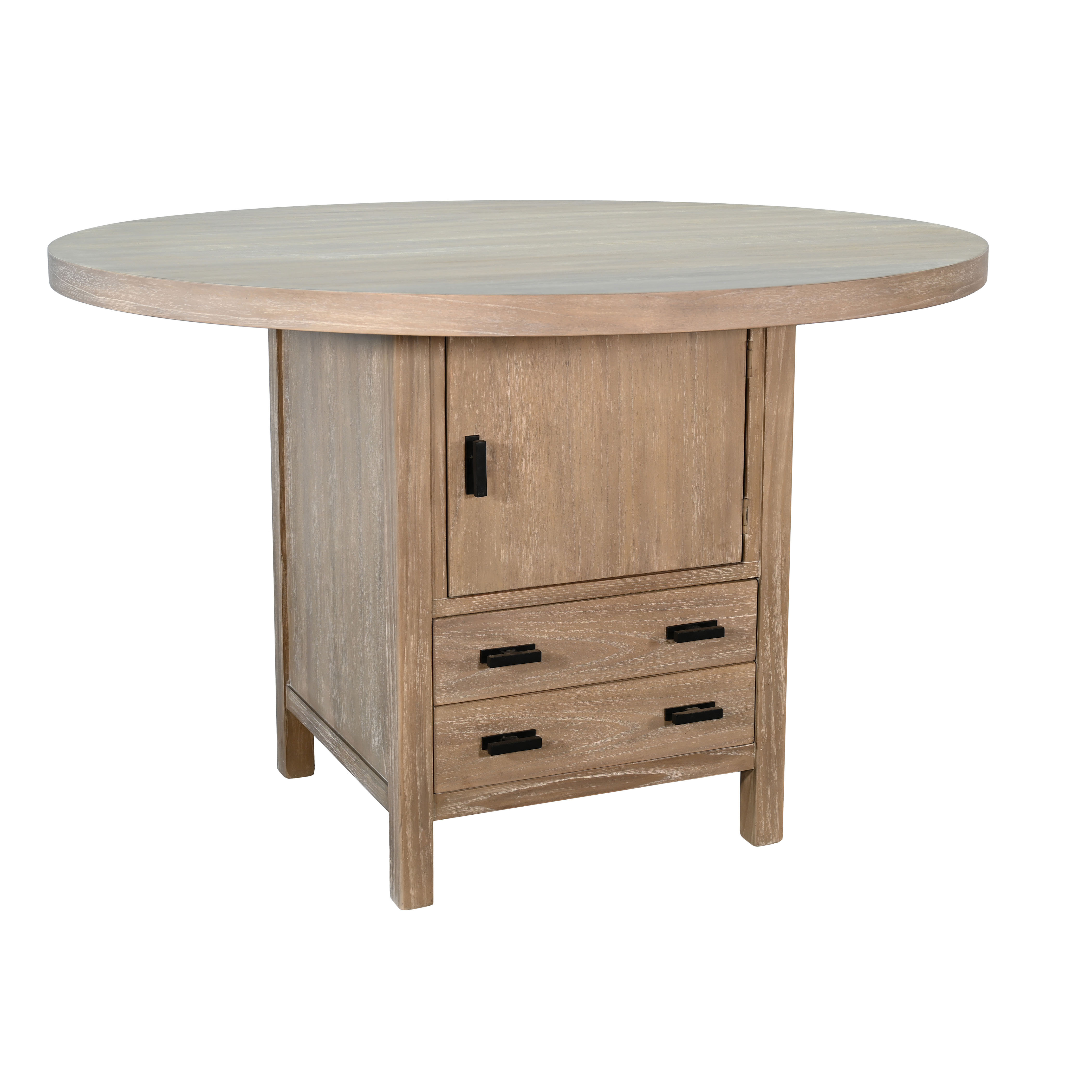Gracie Oaks Round Dining Table With Built-In Storage Cabinet And ...
