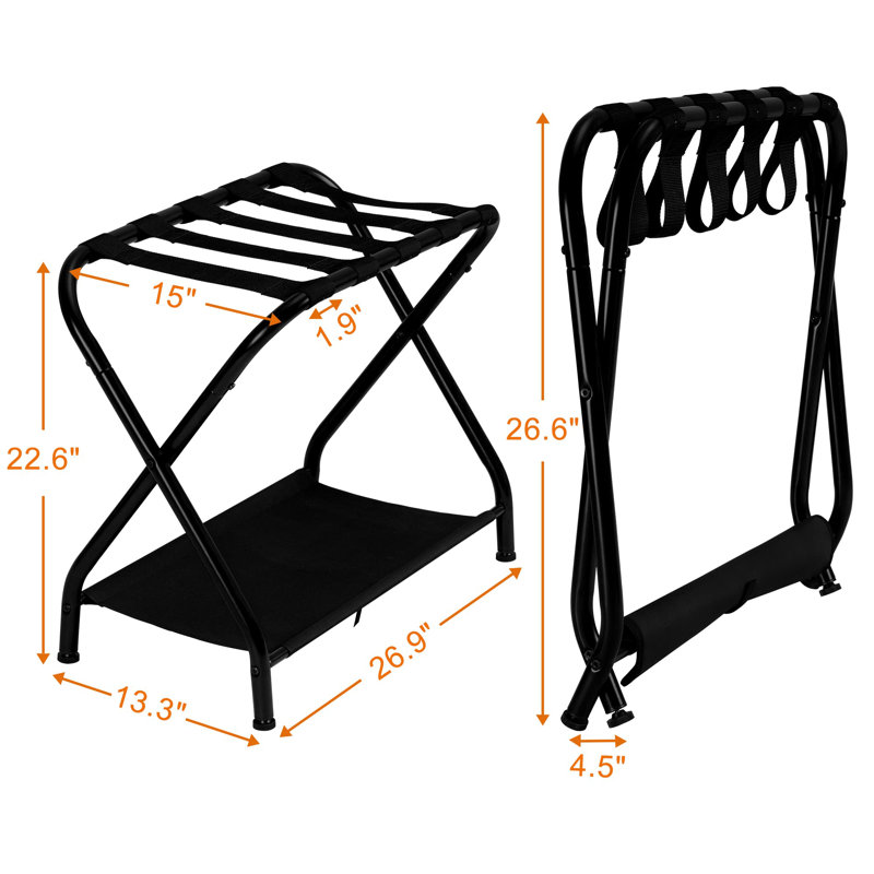 ColorLife Folding Metal Luggage Rack with Storage | Wayfair