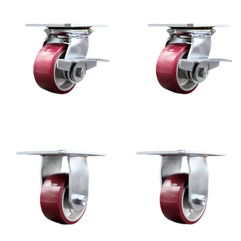 Service Caster 4 Piece Poly on Aluminum Caster Set | Wayfair