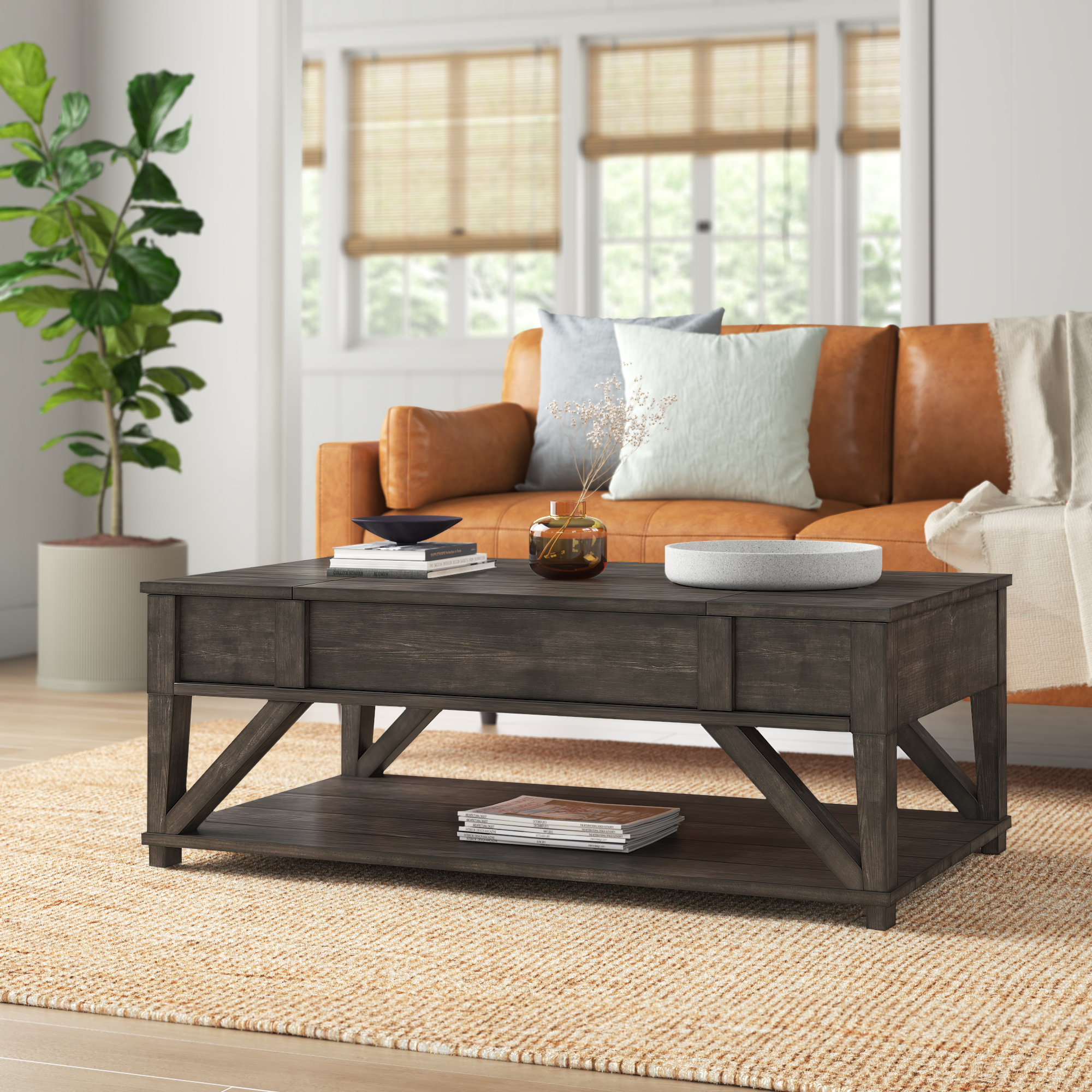 Sand & Stable™ Kylee Solid Wood Lift Top Coffee Table with Storage ...