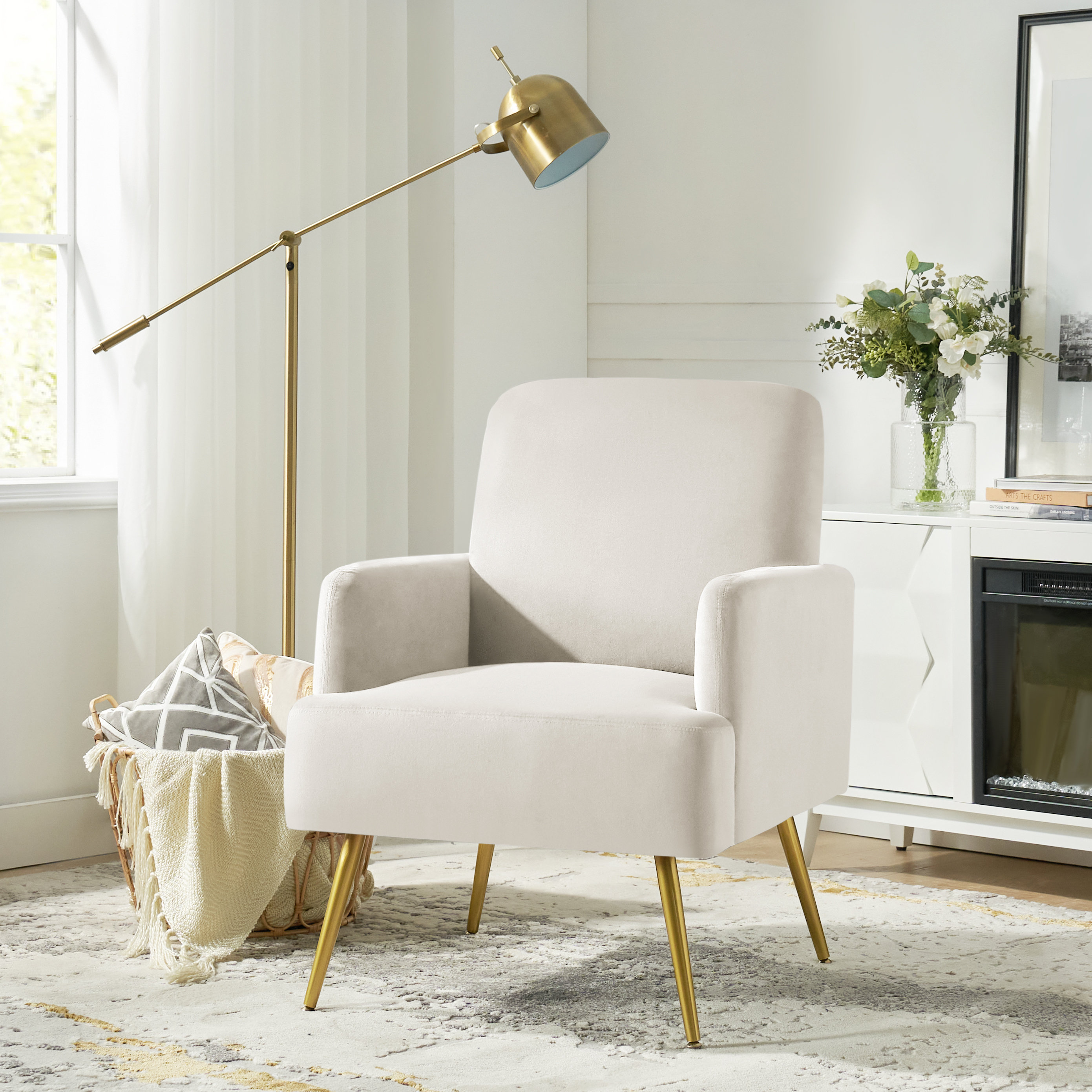 Mercer41 Danayah 27" Wide Recessed Arms Contemporary Armchair & Reviews ...