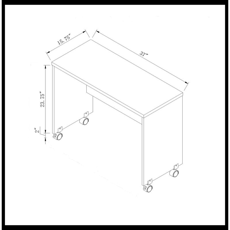 Ebern Designs Newlyn 37'' W Rectangle Computer Desk Four wheels ...