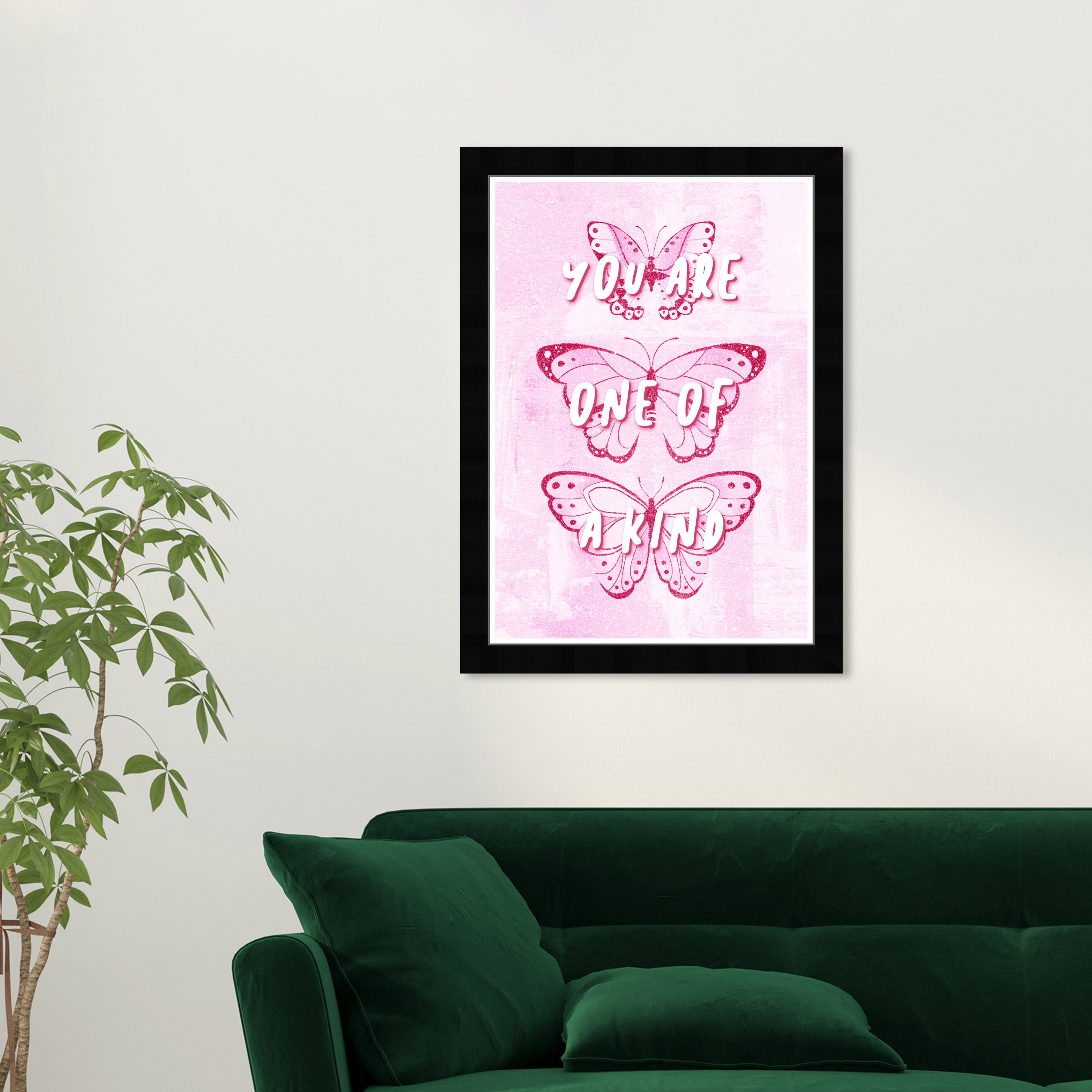 Trinx Animals Pink Butterflies Cabin / Lodge Pink Paper Wall Art Print ...