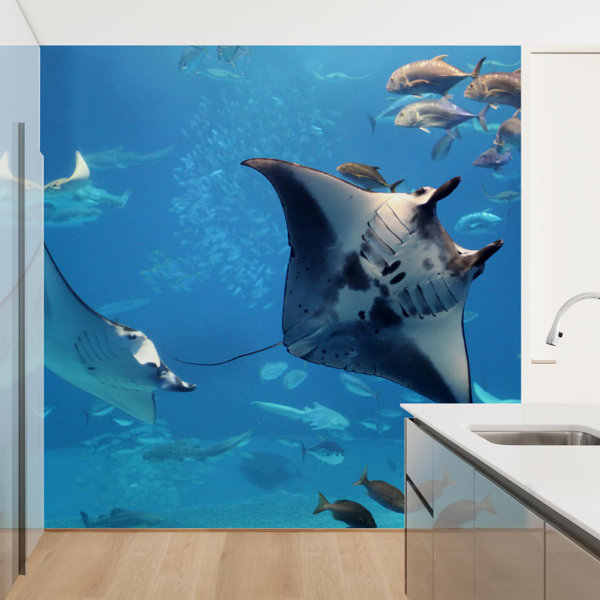 East Urban Home Manta Rey 2.88m x 2.88m Textured Matt Peel & Stick Wall ...