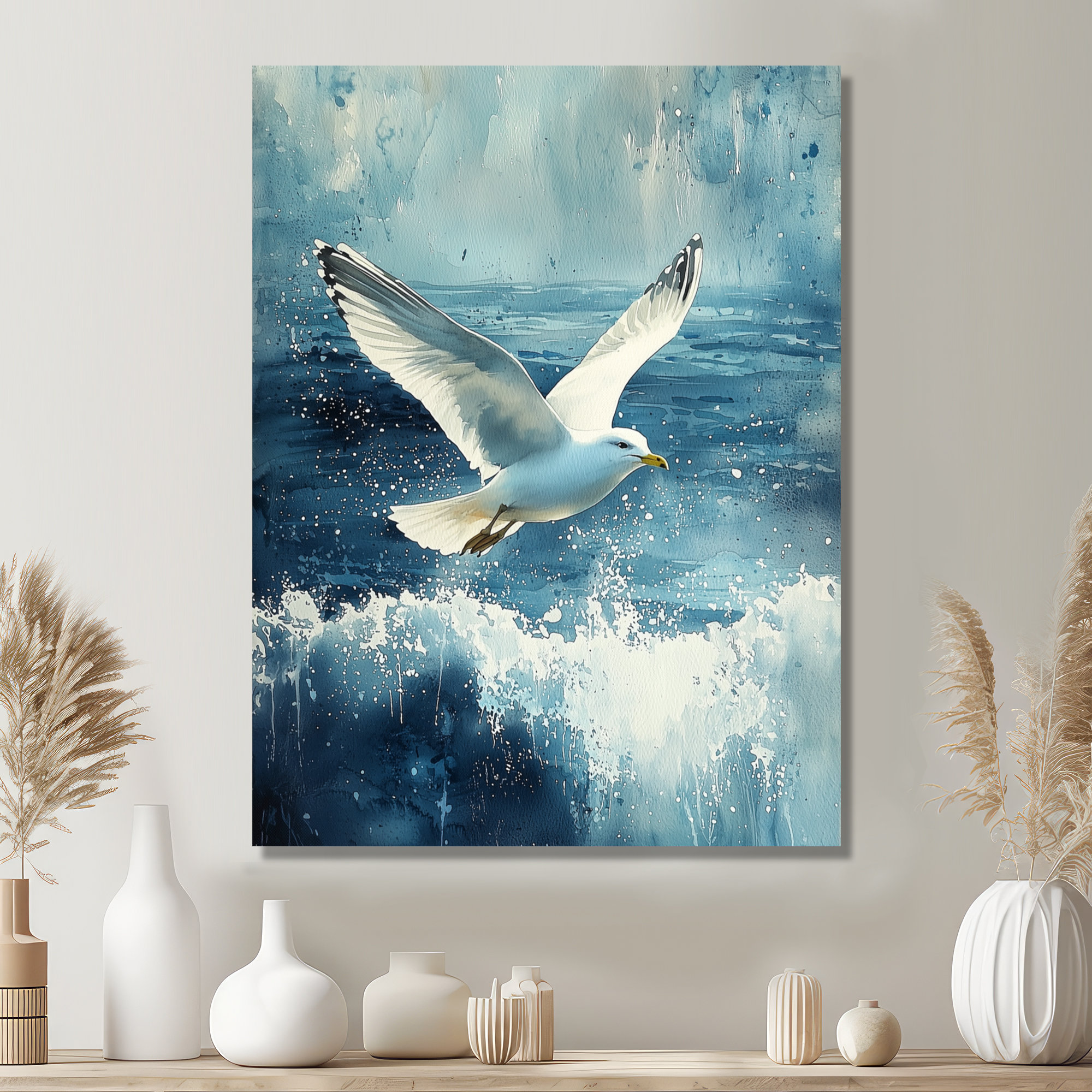 Latitude Run® Seagull In The Breeze III - Modern Metal Art Print, Bird ...