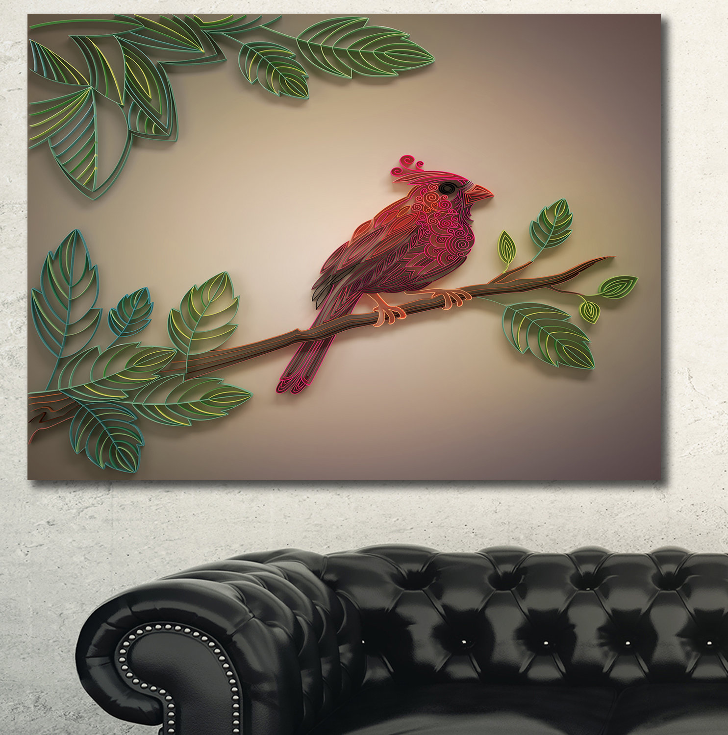 Design Art 'Red Paper Quilling of Cardinal Bird' Graphic Art Print on ...