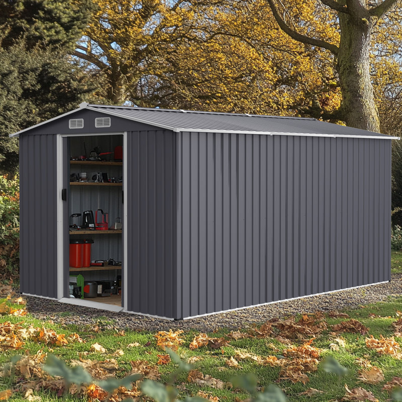 Pabin Inc 12 Ft. D Galvanized Steel Horizontal Storage Shed | Wayfair