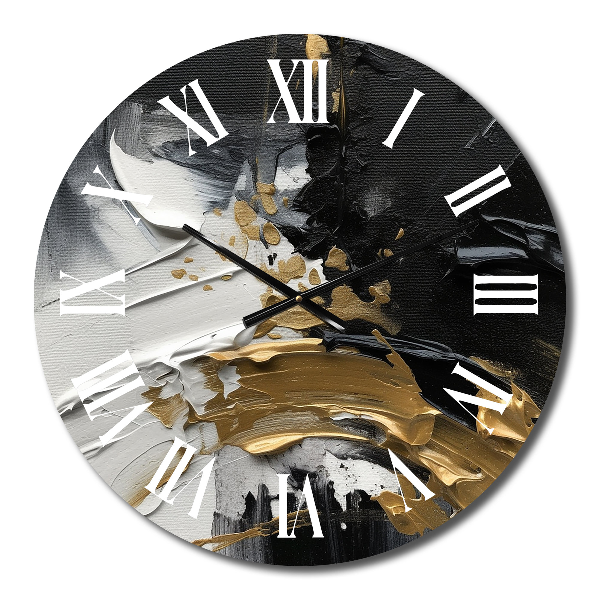 Design Art Exquisite Darling Gold Abstract Wave On Black I Metal Wall ...