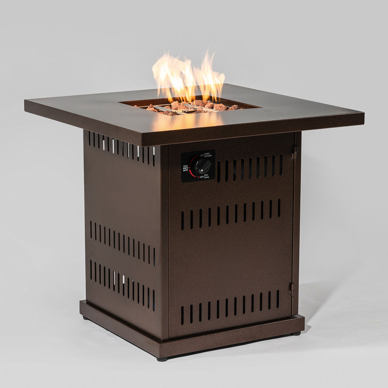 Lark Manor™ Square fire pit table Propane Fire Table with Stainless ...