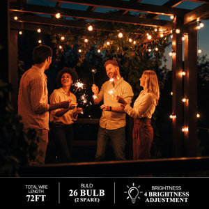 Arlmont & Co. 72 Ft. Outdoor 26 Bulb Standard String Light (can Be ...