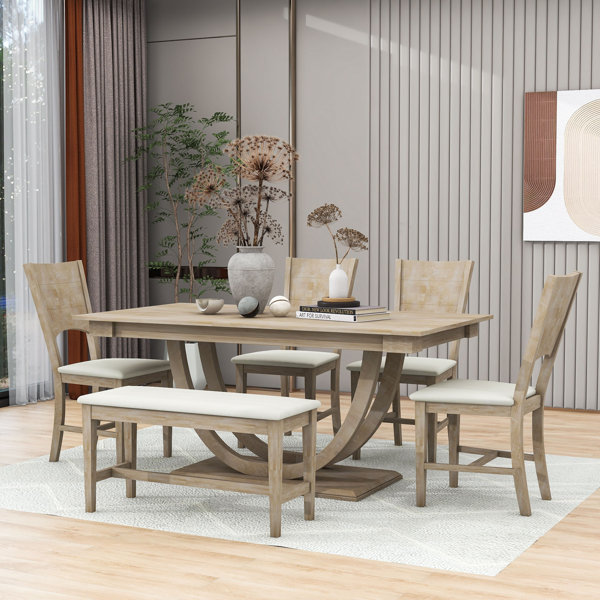 Red Barrel Studio® Burg 6 - Piece Pedestal Dining Set, Kitchen Table ...