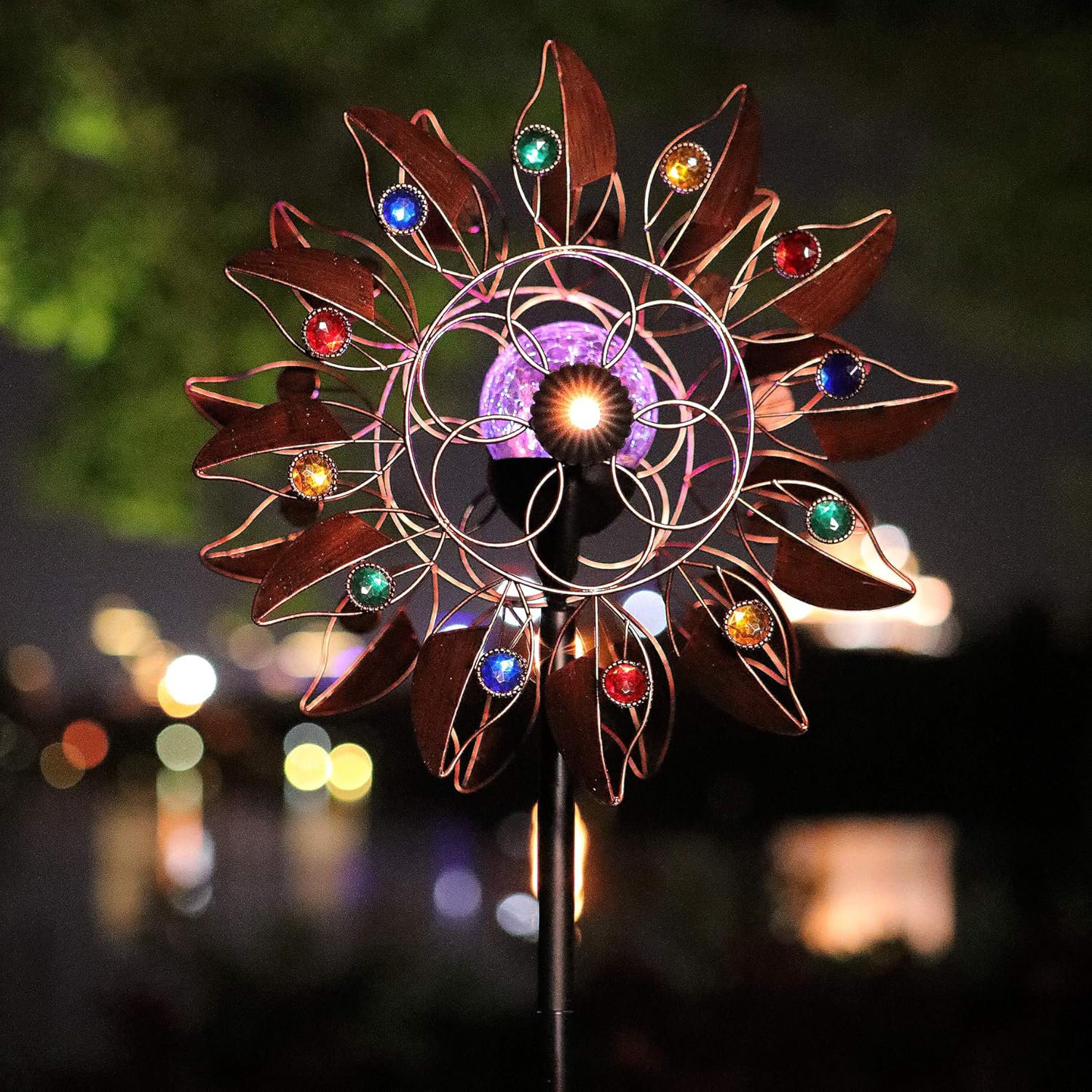 Arlmont & Co. Solar Wind Spinner Multi-Color LED Lighting By Solar ...