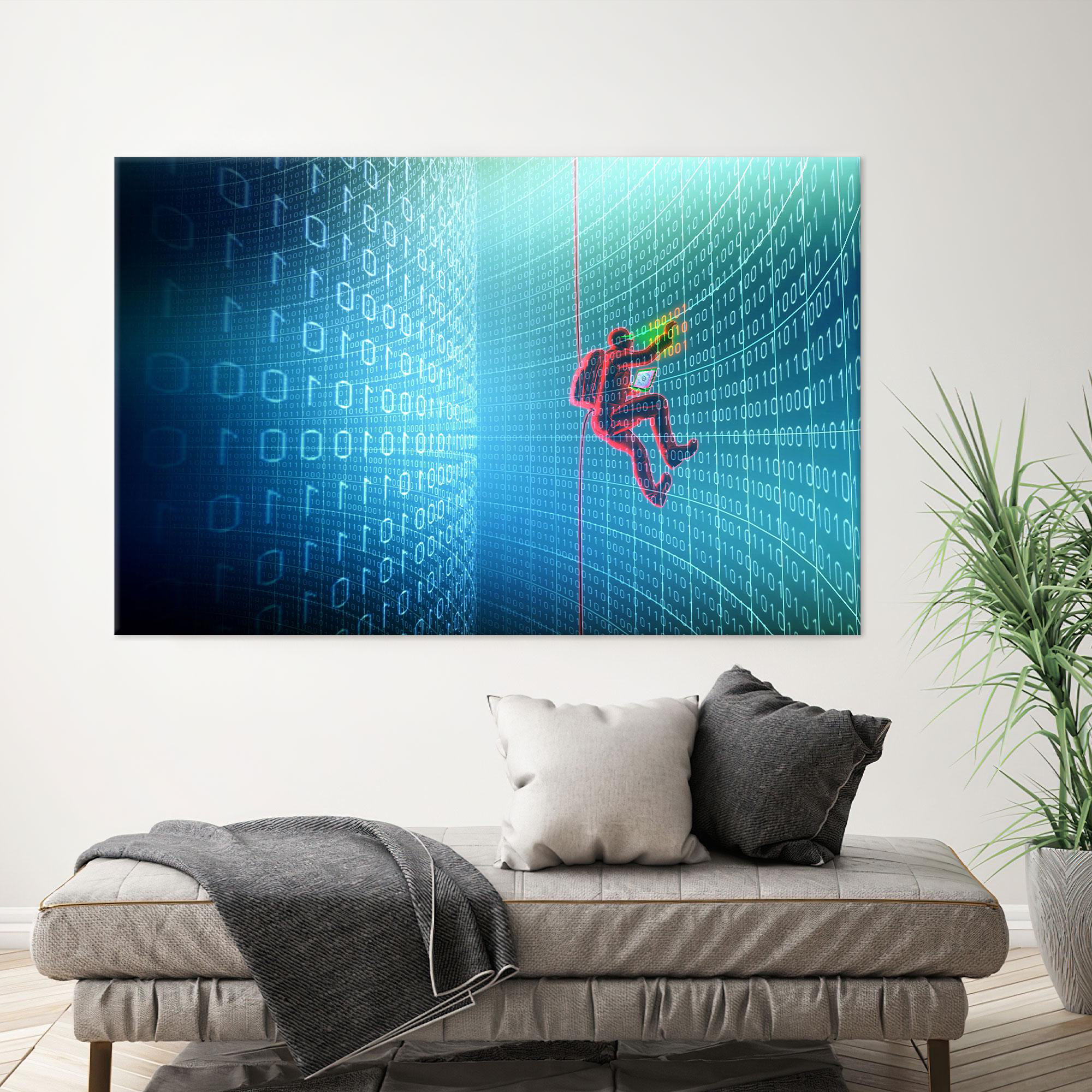 Orren Ellis Matrix Code Inspired Modern Art on Cotton Canvas for Home ...
