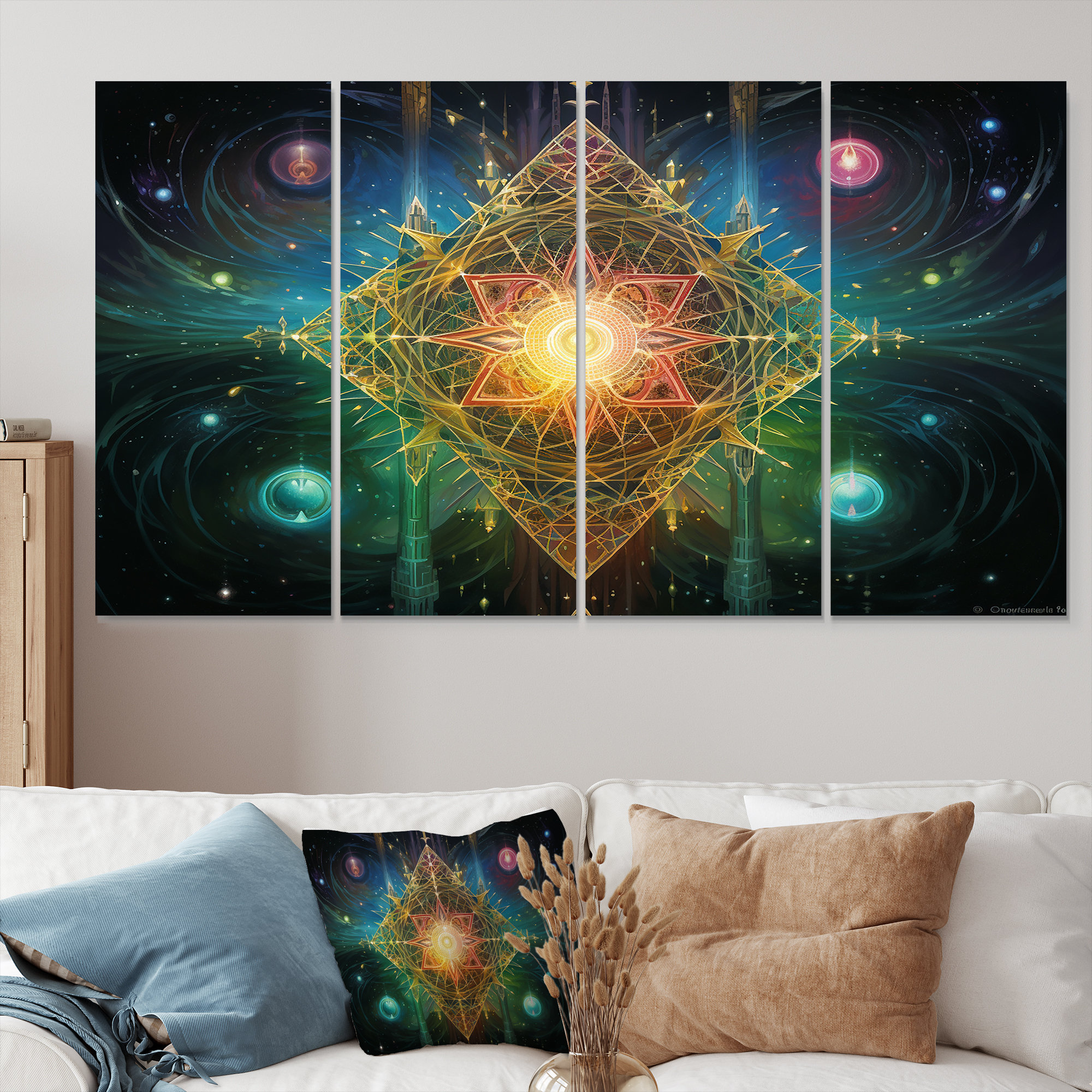 Bungalow Rose Galactic Sacred Star - Boho Mandala Wall Art Canvas 4 ...
