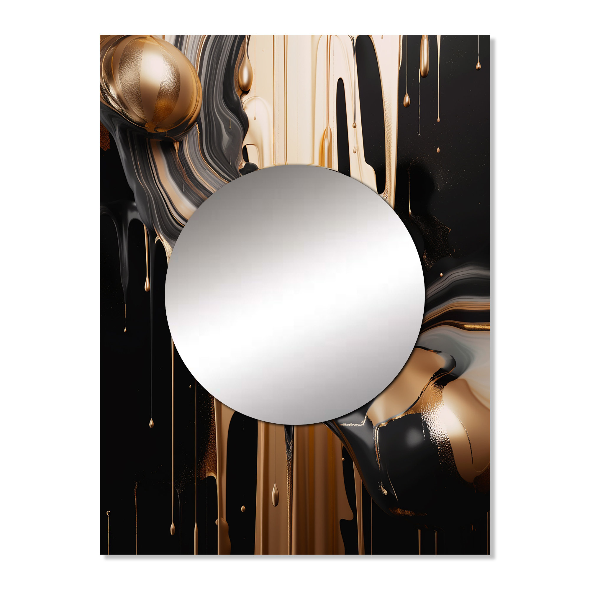 East Urban Home Gold And Black Marble Expression VI - Abstract Marble ...