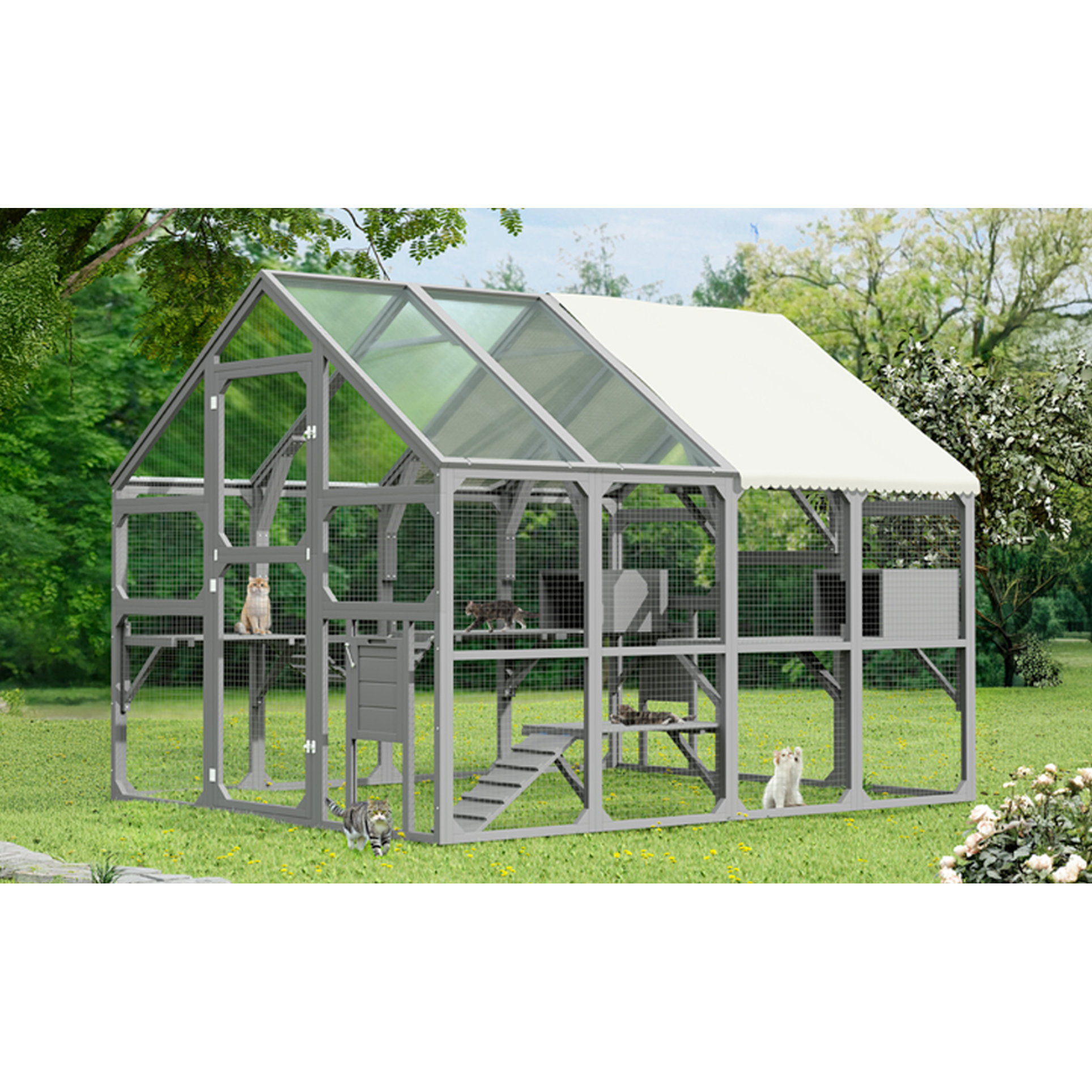 Tucker Murphy Pet™ Large Cat Patio For Multiple Cats - Wooden House ...