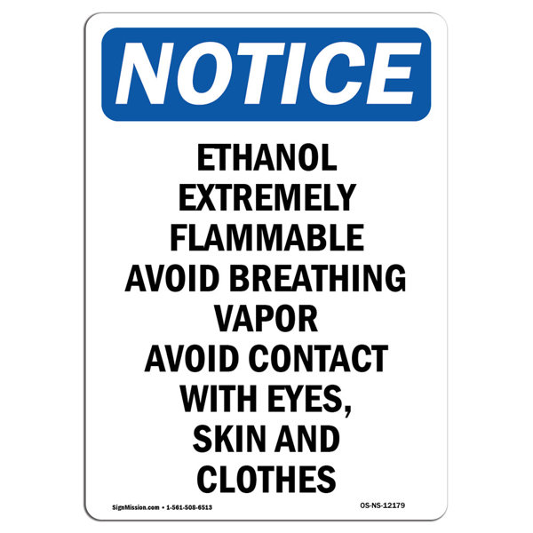 SignMission Ethanol Extremely Flammable Avoid Sign | Wayfair