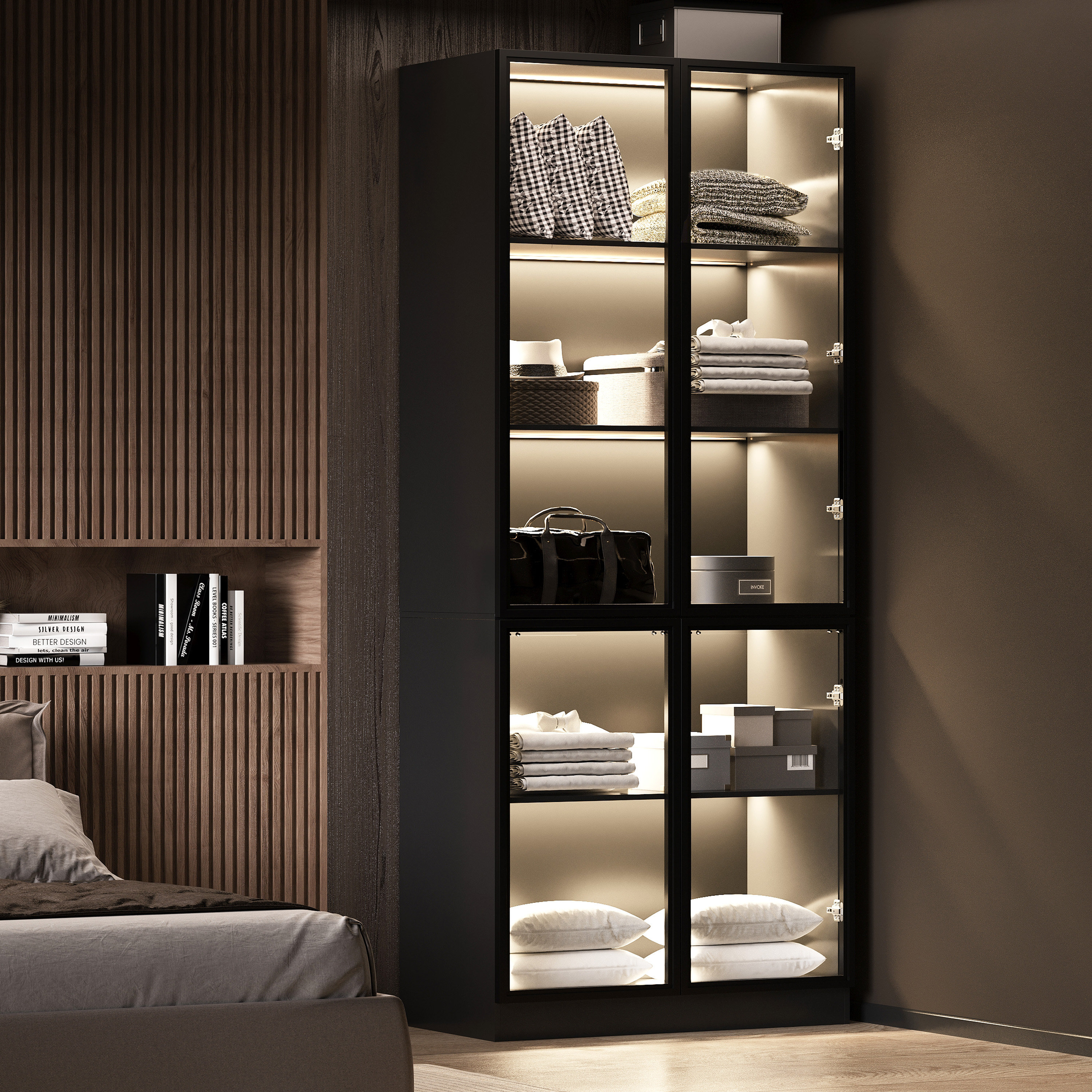 Wrought Studio™ 5-tier Display Storage Cabinet With Glass Door&led ...