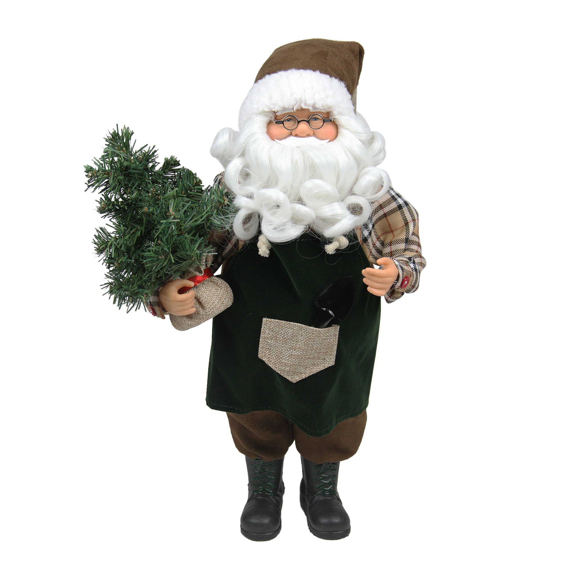 Northlight Seasonal 18" Gardening Santa Claus with Pine Tree Christmas ...