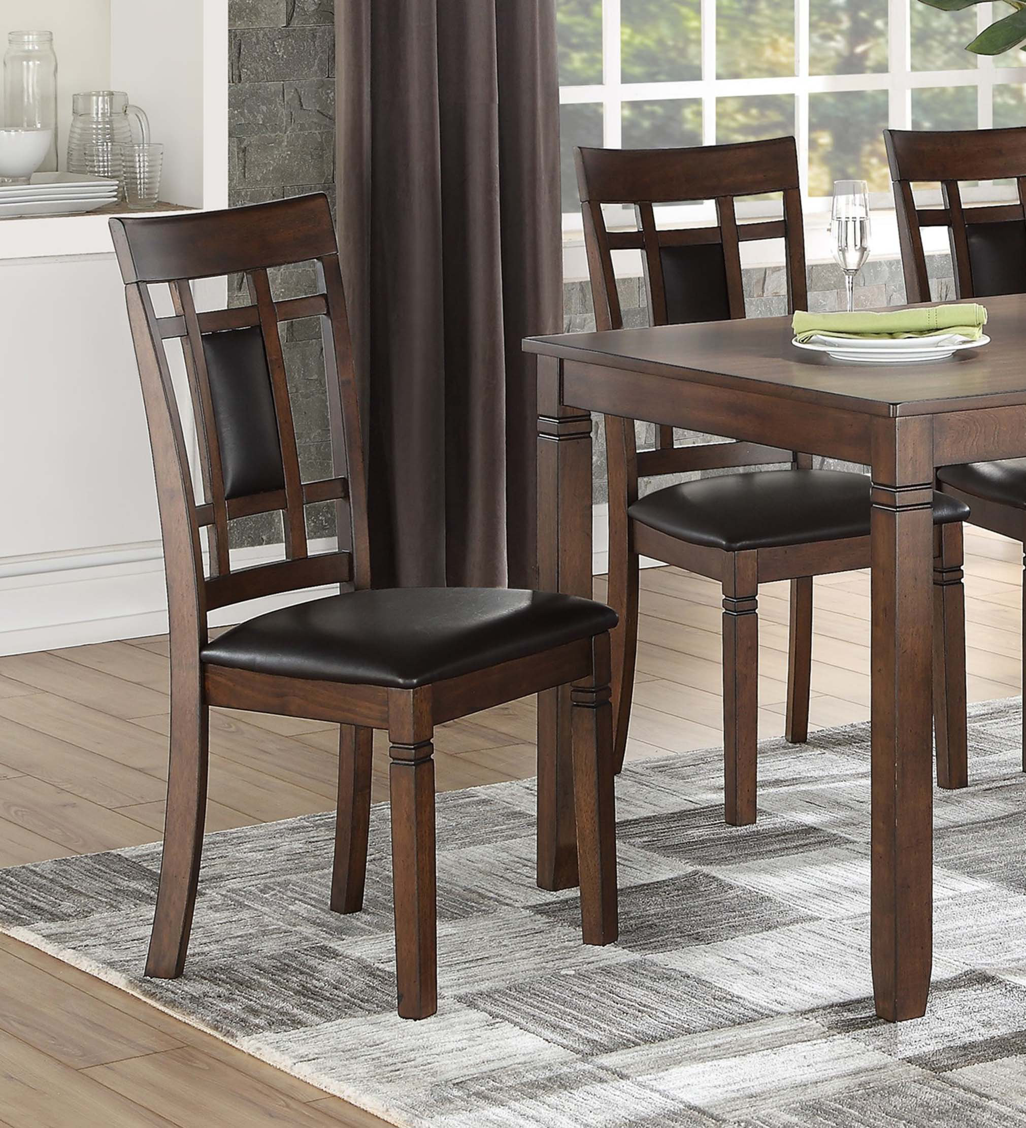 17 Stories Classic 6Pc Dinng Set Table Bench 4X Chairs Faux Leather ...