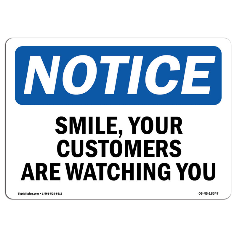 SignMission Smile Your Customers are Watching You Sign | Wayfair