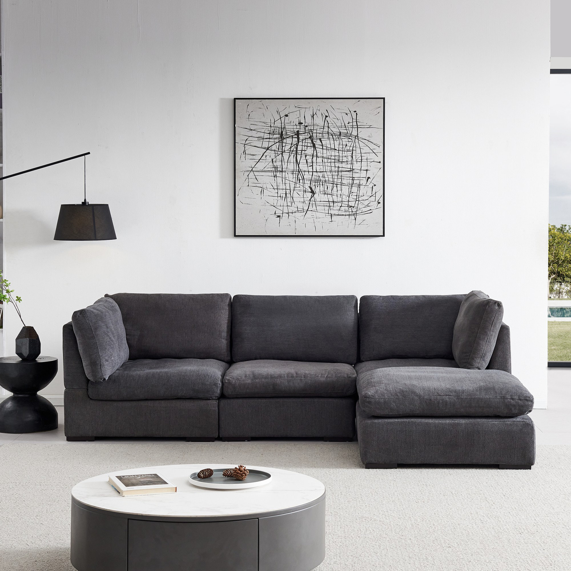 Hokku Designs Down-filled L-shaped modular soft fabric sofa | Wayfair