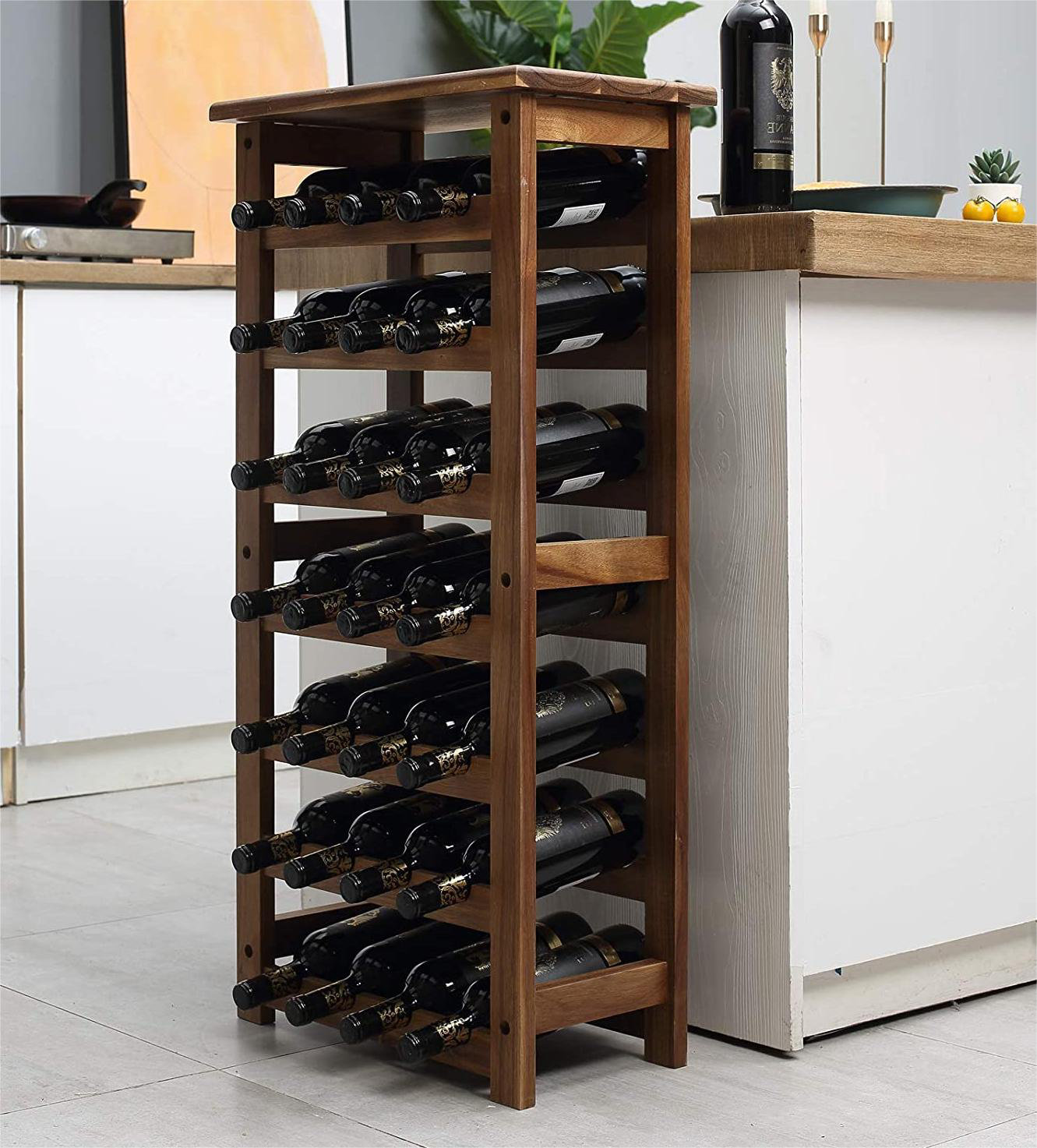 Red Barrel Studio Filotita 28 Bottle Solid Wood Floor Wine Bottle Rack ...